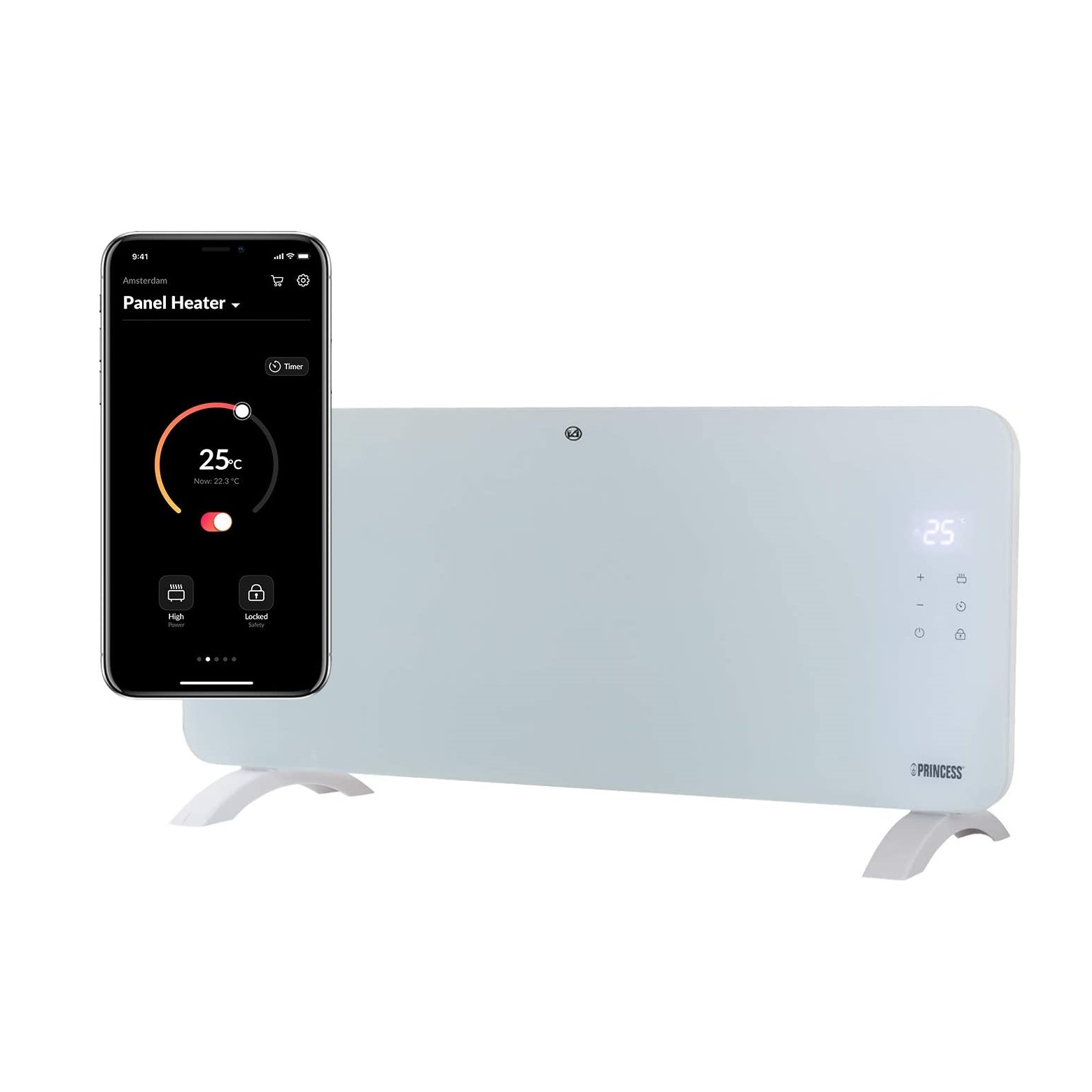 Princess Smart Glass Panel Heater – White – 2000W – 342001 - BrandCart